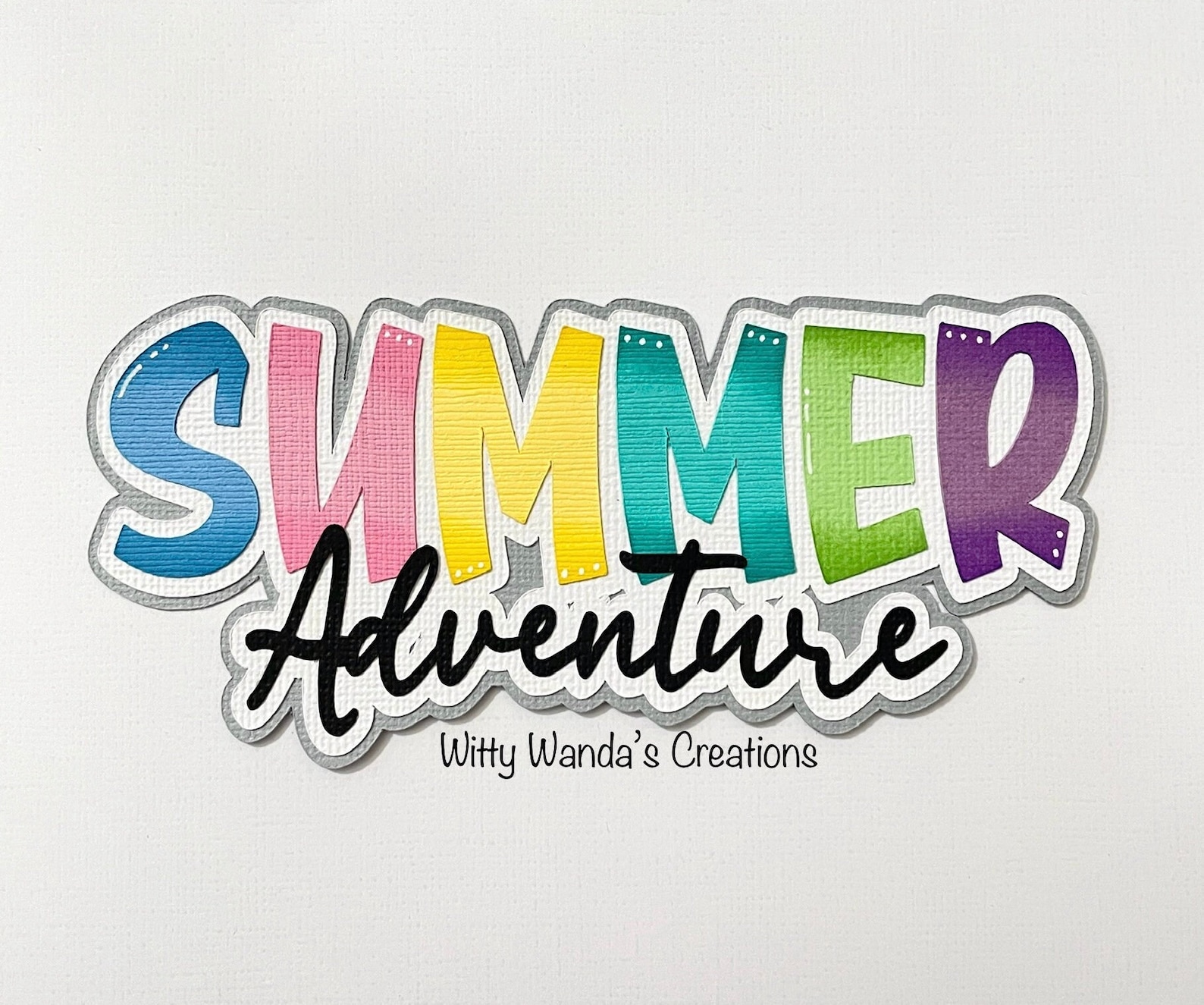 Scrapbook Summer Adventure Title Rainbow Colors Pre-made Die Cut ...