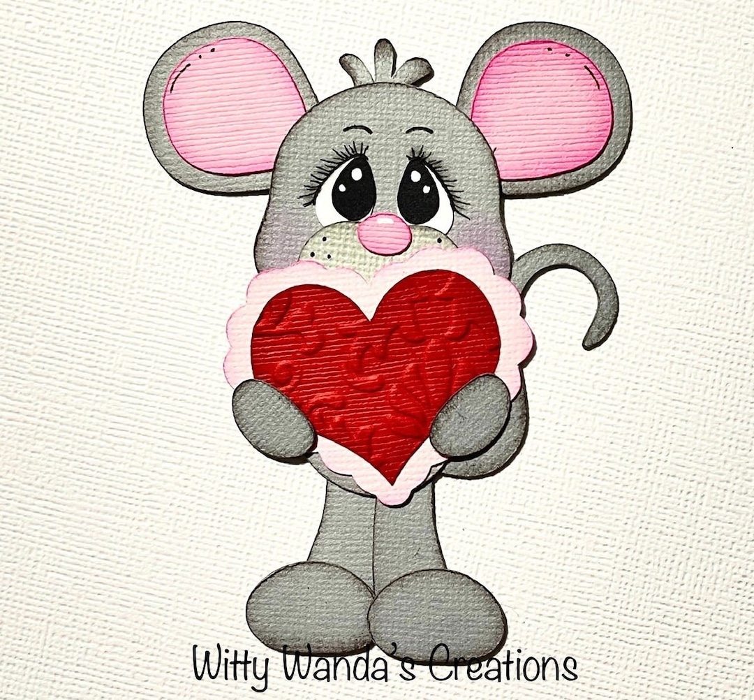 My Squeaky Mouse Valentine Die Cut Embellishment Paper-pieced Scrapbook ...