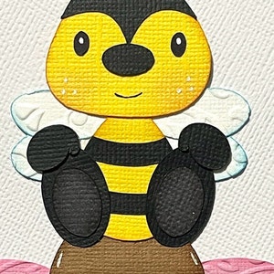 Spring Pink Flower Bee Pre-made Die Cut Embellishments Premade Paper ...