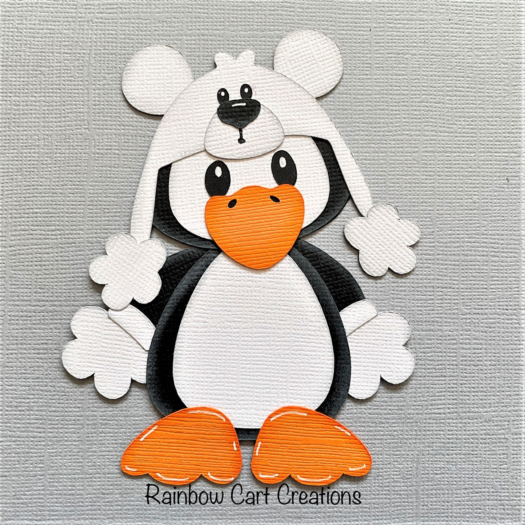 Penguin With Bear Hat Diecut Paper Piecing Embellishment - Etsy