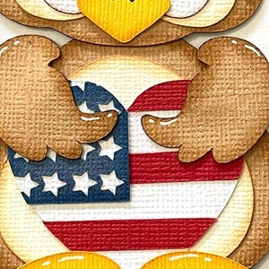 Patriotic Owl Scrapbook Card Topper Pre-made Die Cut Embellishment ...