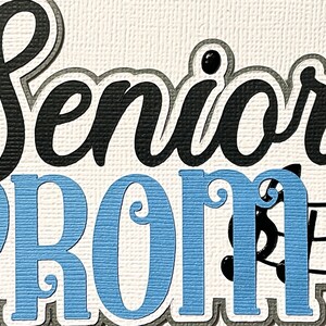 Senior Prom Title Cluster Notes Pre-made Blue Pink Embellishment Paper ...