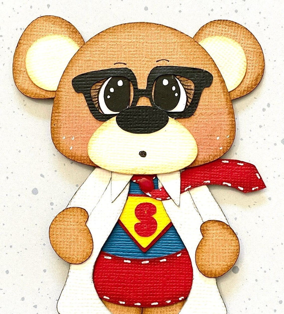 Super Hero Dad Bear Pre-made Die Cut Father's Day Embellishment-piecing ...
