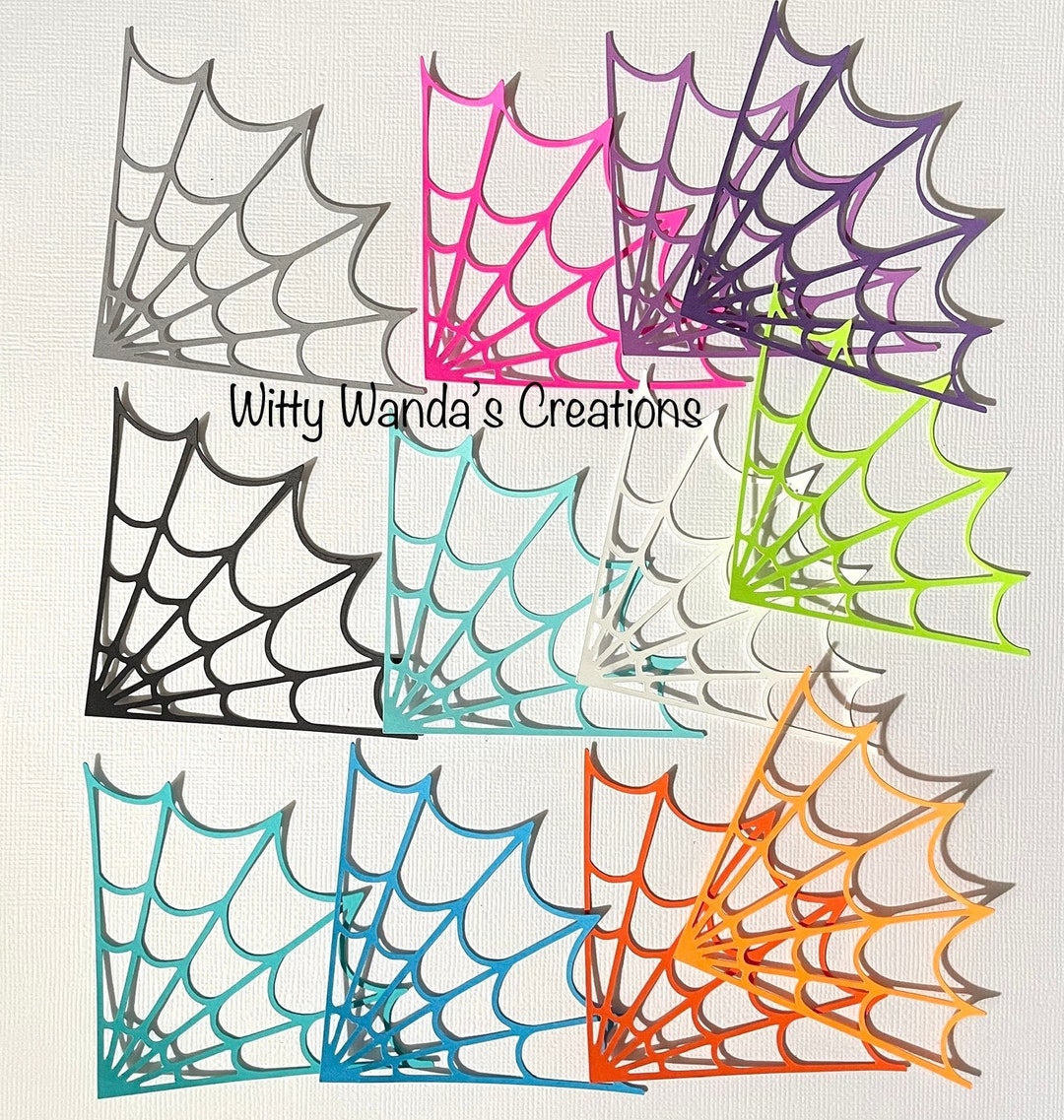 5-12 Corner Spider Web Die-cuts Embellishments 13 Colors Halloween ...