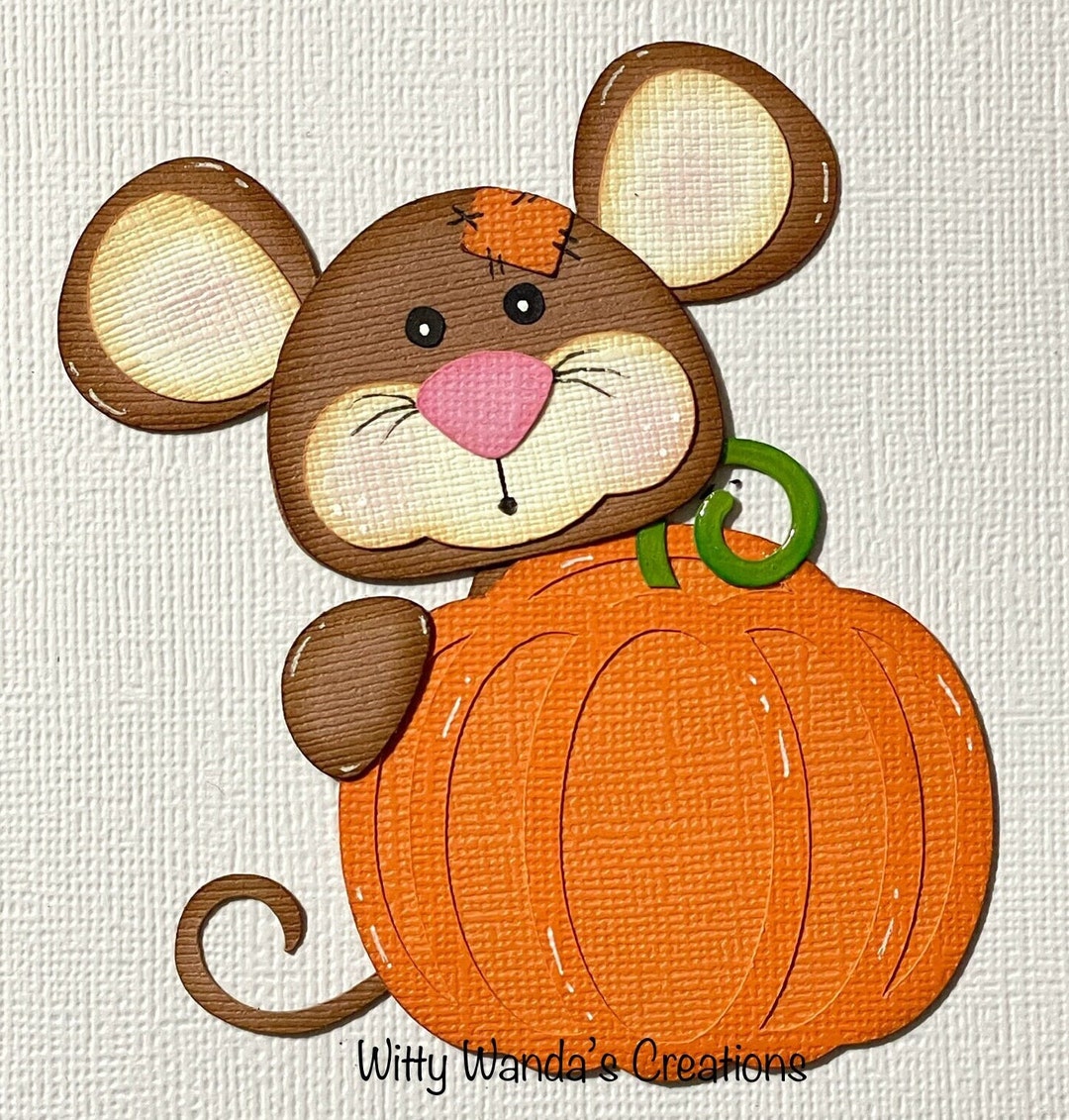 Fall Pumpkin Patch Mouse Pre-made Die Cut Embellishment Paper Piecing ...