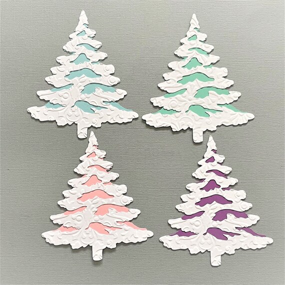 12 Christmas Snow Tree Die Cut Embellishment Colorful | Etsy