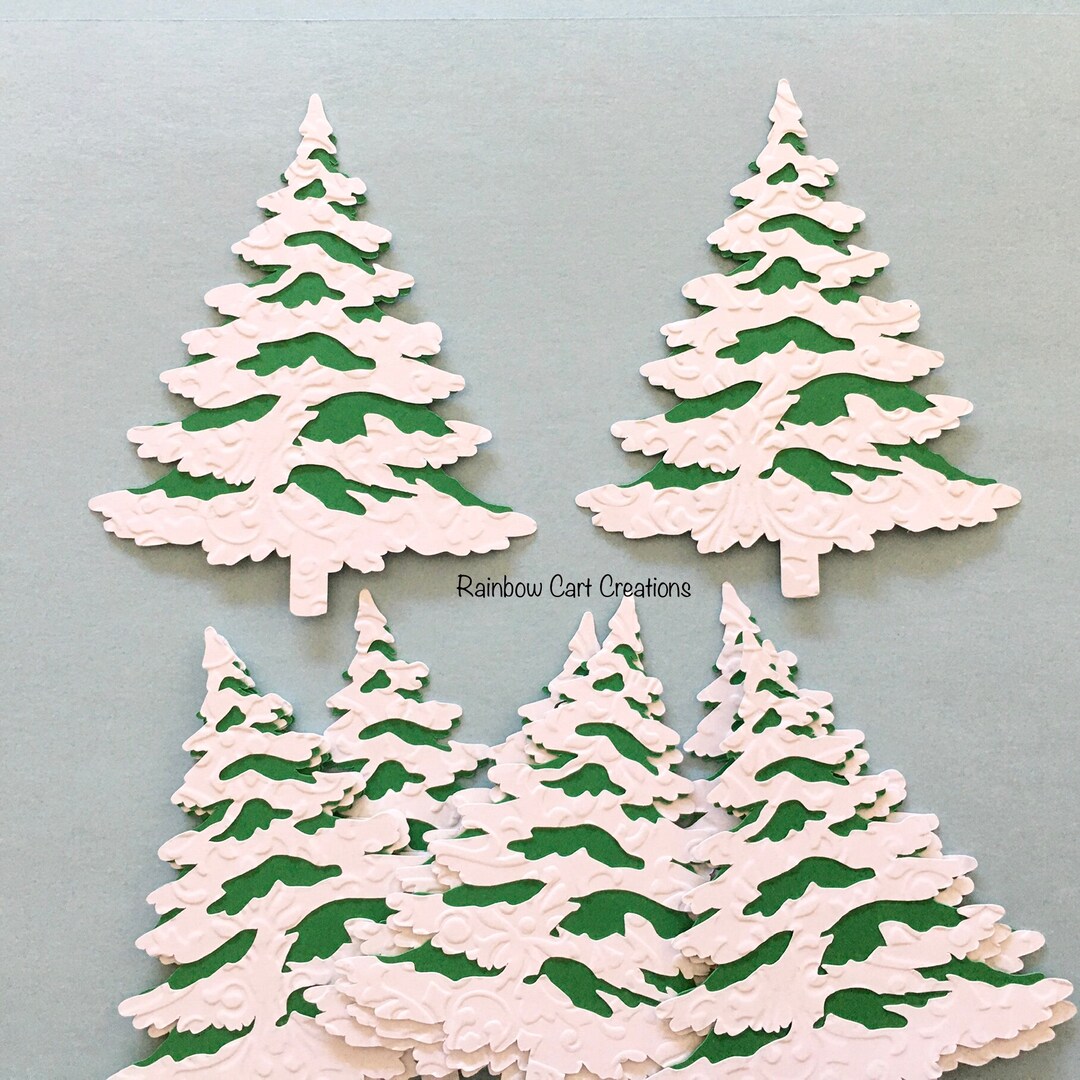 12 Christmas Snow Tree Die Cut Embellishment Scrapbook Card - Etsy