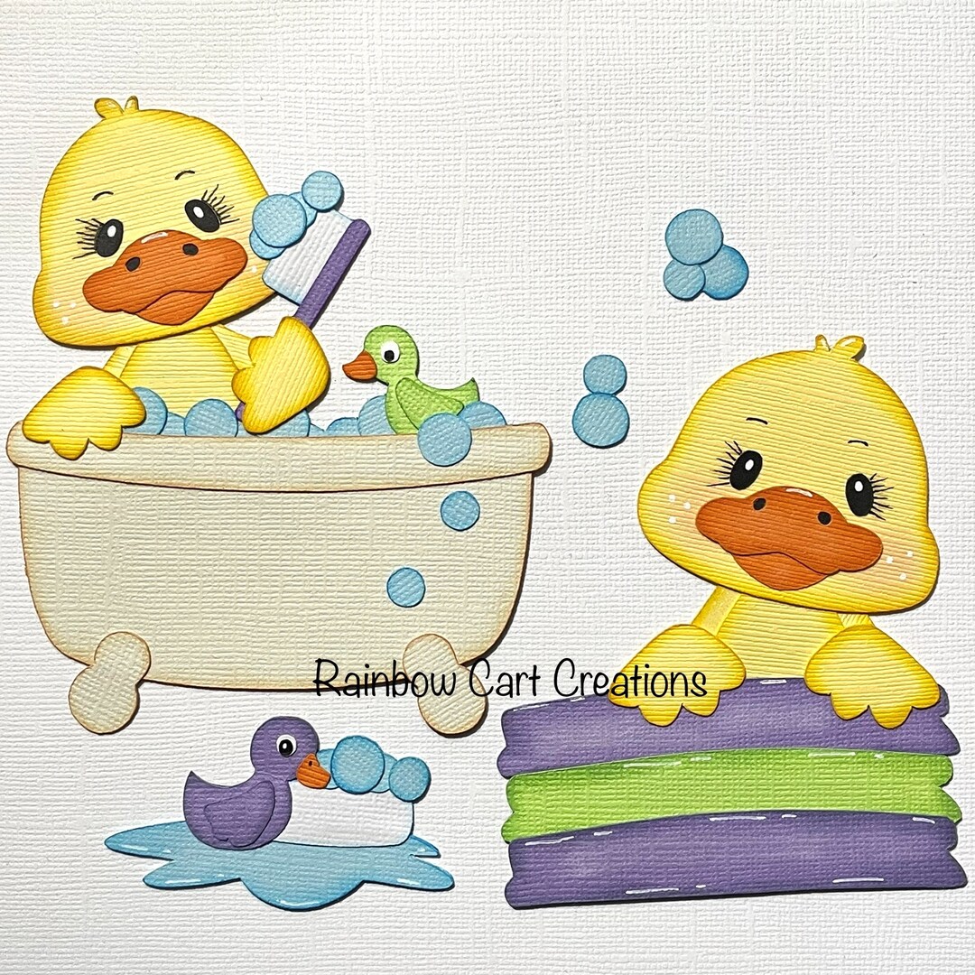 Bath Time Baby Ducks Die Cut Embellishment Pre-made Scrapbook Duck ...
