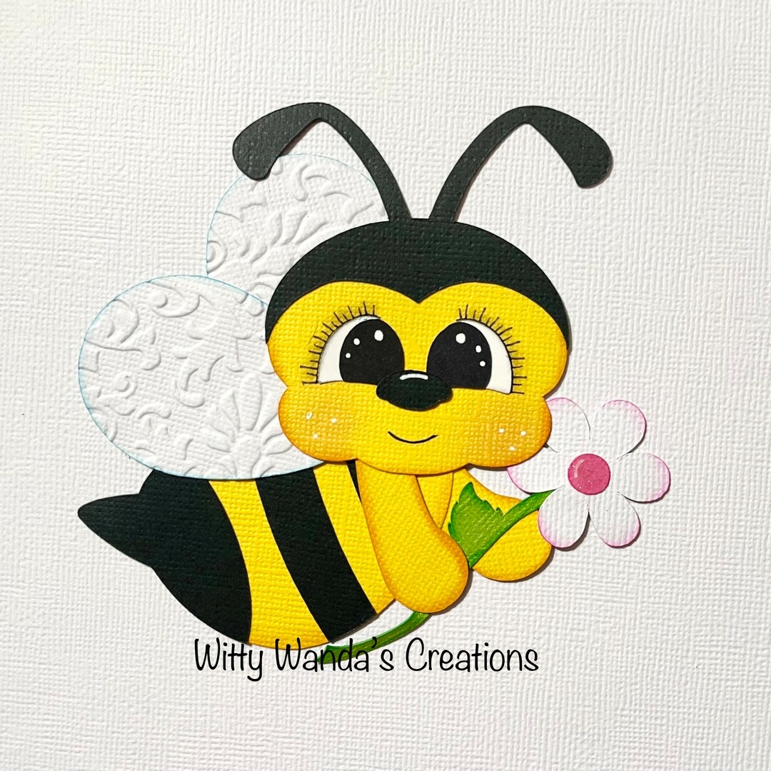 Happy Bee Flower Paper Piecing Embellishment Die Cut Scrapbook - Etsy