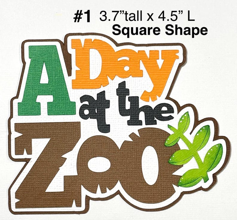 A Day at the Zoo Scrapbook Title Die-cut Embellishment Safari Animal ...