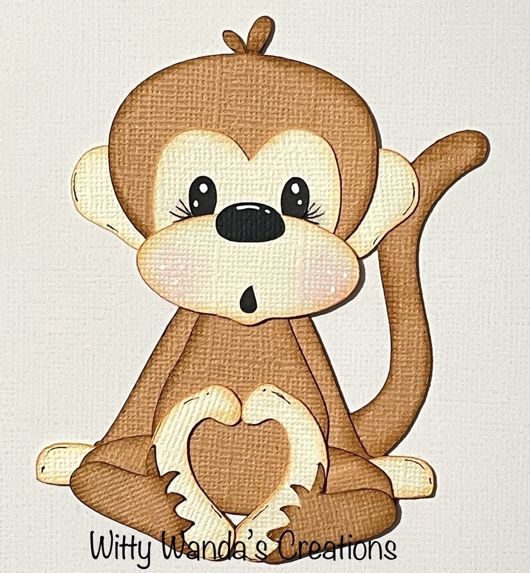 Scrapbook Card Love You Monkey Die-cut Embellishments Valentines Heart ...