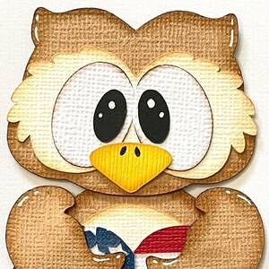 Patriotic Owl Scrapbook Card Topper Pre-made Die Cut Embellishment ...
