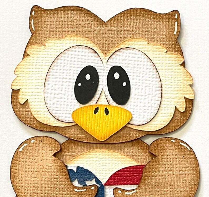 Patriotic Owl Scrapbook Card Topper Pre-made Die Cut Embellishment ...
