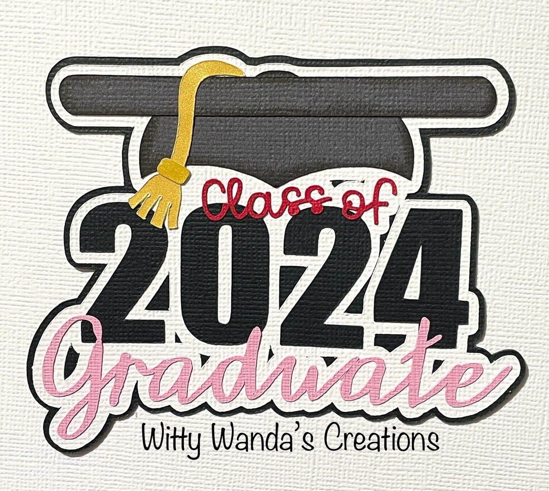 Pink Class of 2024 Graduate Pre-made Graduation Embellishment Cap Hat ...