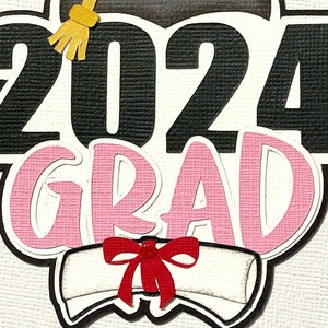 Pink 2024 Grad Title Hat Diploma Pre-made Embellishment Paper-piecing ...