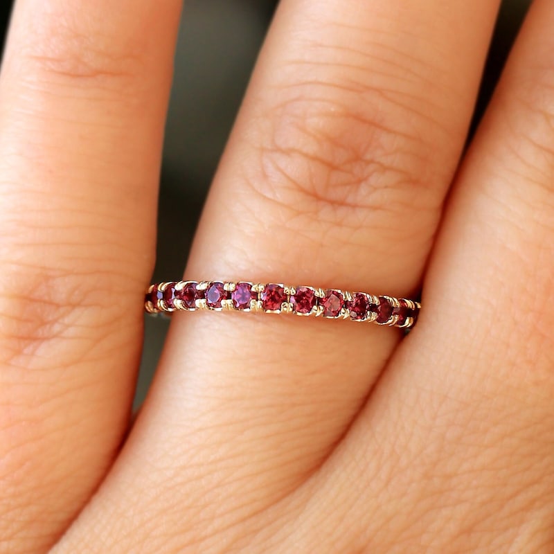 Rhodolite Half Eternity 14k - Etsy