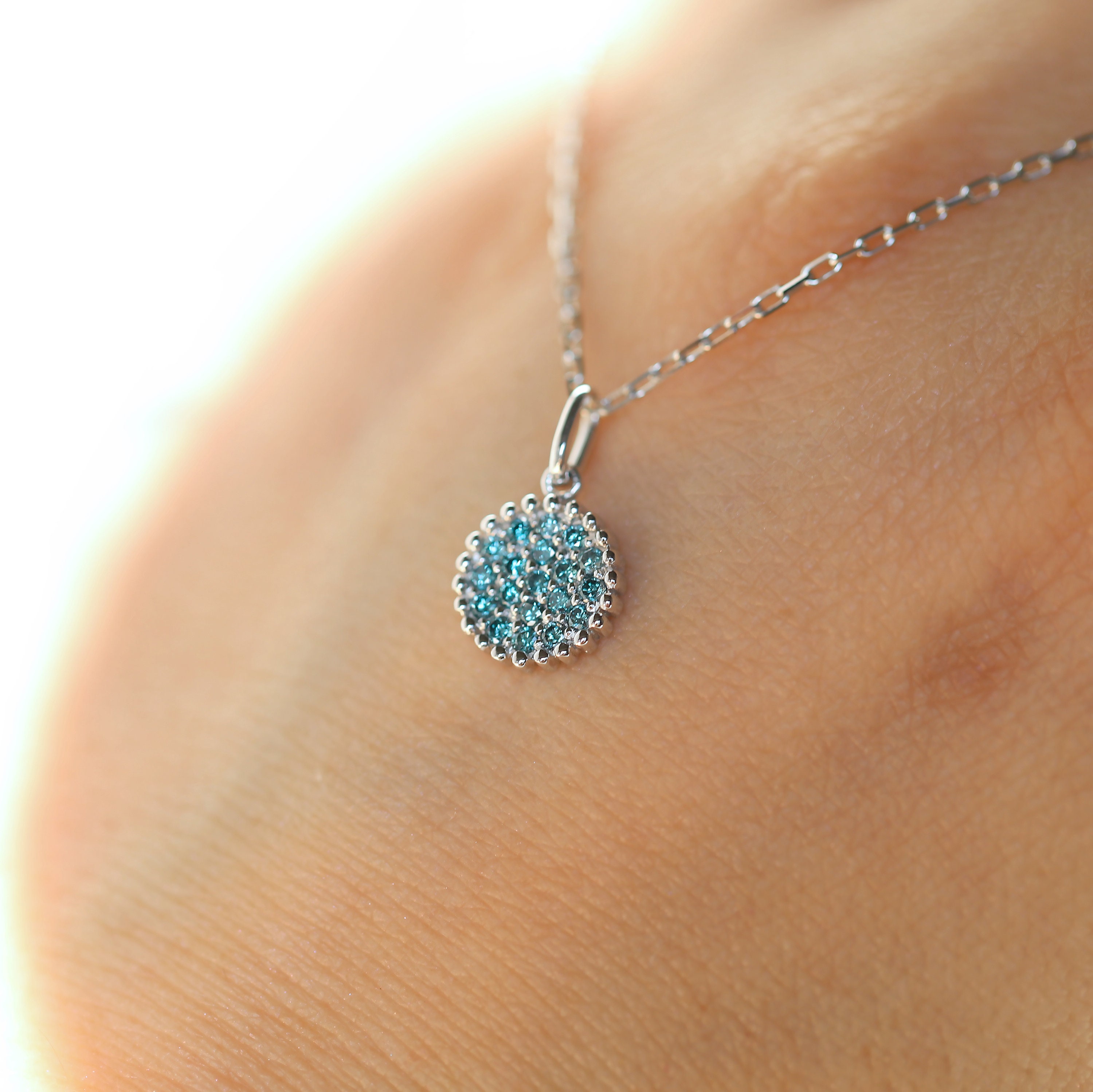 Fancy Blue Diamond Necklace 14K White Gold Natural Blue - Etsy