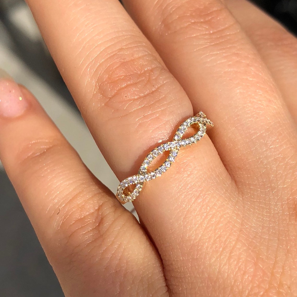 Infinity Ring Diamond Infinity Band Twist Diamond Ring | Etsy