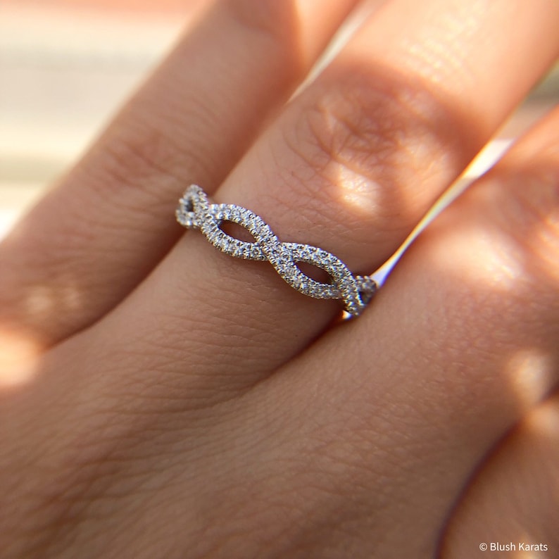 Infinity Diamond Ring Twist Diamond Band Micro Pave Infinity - Etsy