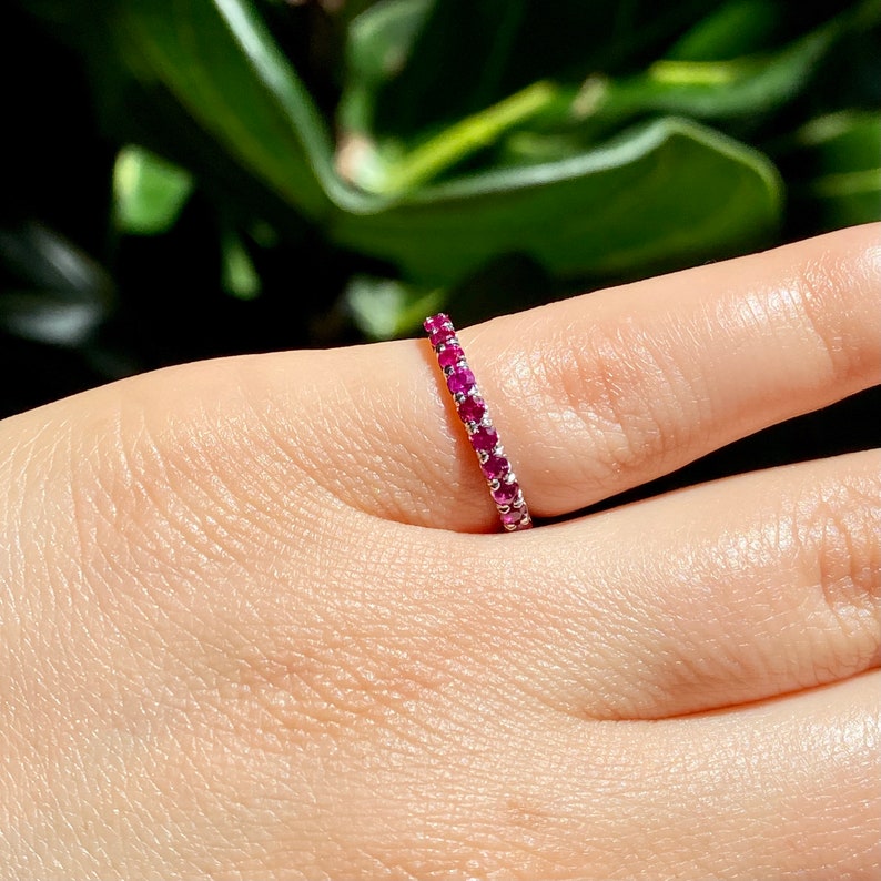 Ruby Eternity Band Natural Ruby Wedding Band Solid 14K White - Etsy