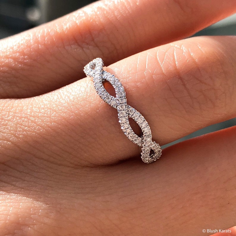 Infinity Diamond Ring Twist Diamond Band Micro Pave Infinity - Etsy