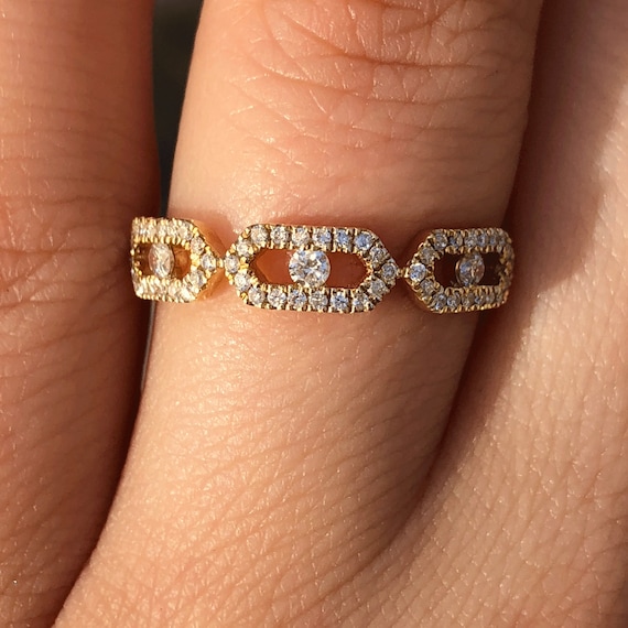 Anillo Mujer 0.3 Quilates Anillo De Bodas Con Canal De Diamantes ...