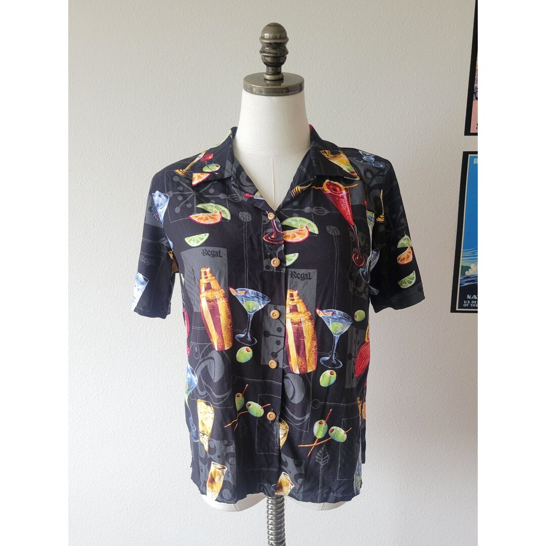 Vintage Paradise Found Hawaiian Cocktail Camp Shirt Womens Medium - Etsy