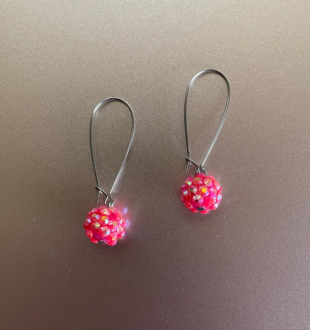 Vintage ‘pink Disco Ball’ Pierced Earrings - Etsy
