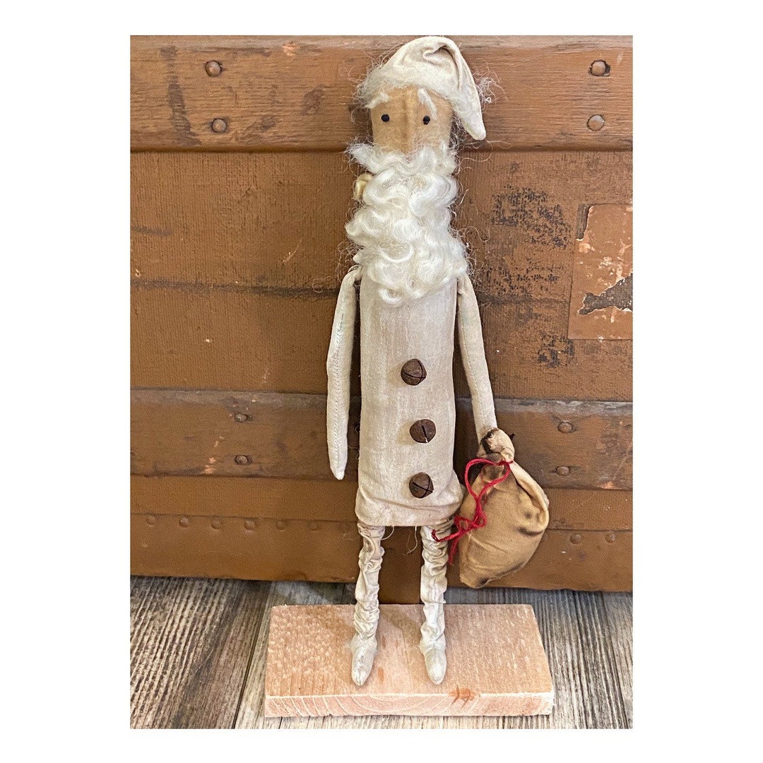 Primitive Standing Skinny Santa (white) - Etsy