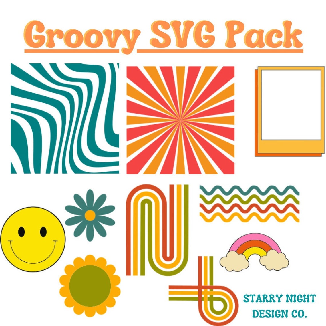 Groovy Retro Clipart Themed SVG - Etsy