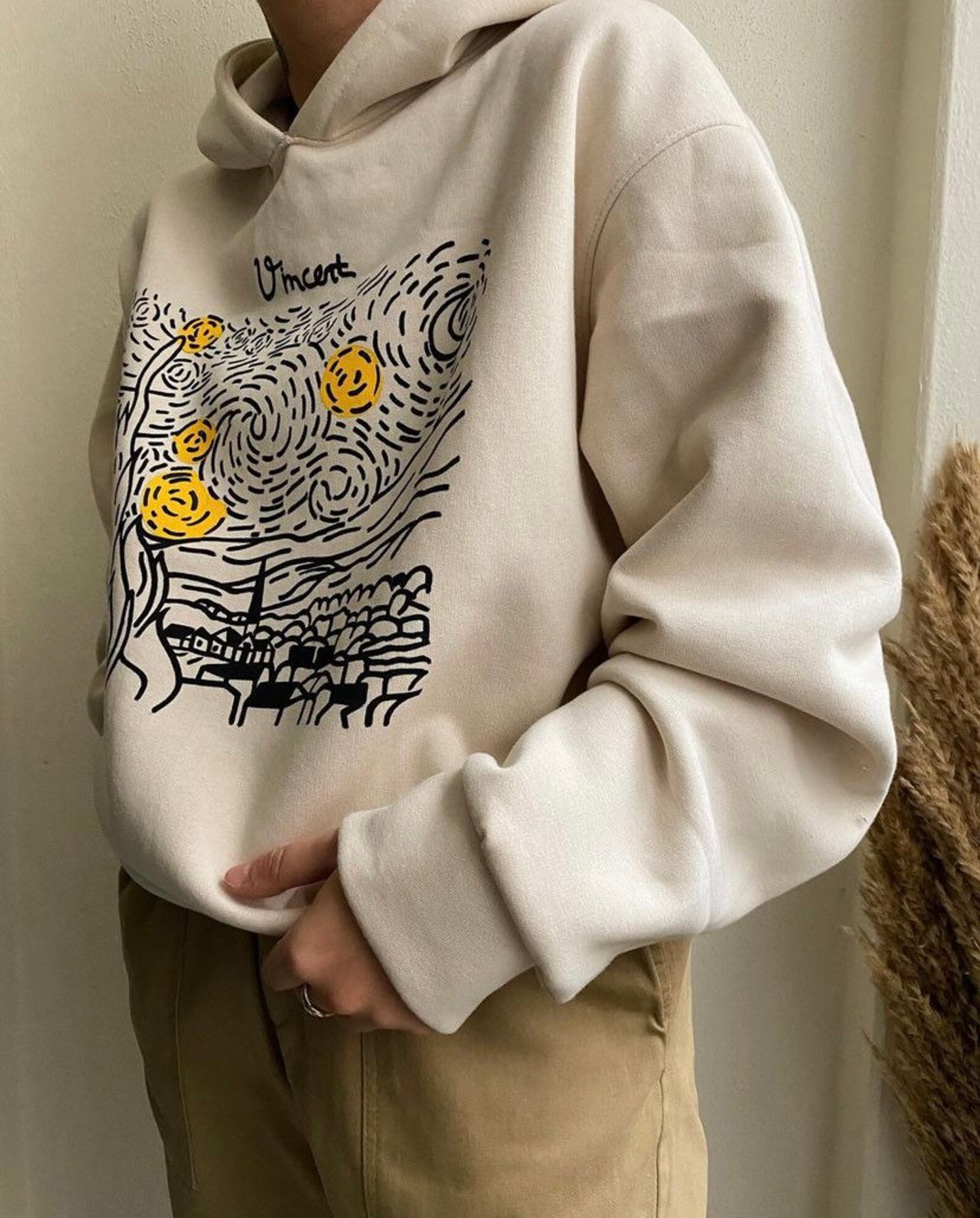 Handmade Oversize Vektörel Starry Night Hoodie Vgoghvintage - Etsy