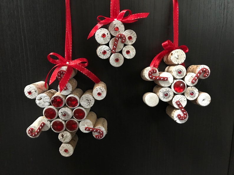 Cork Candy Cane Snowflakes -set of 3 (red & White Candy Cane) - Etsy