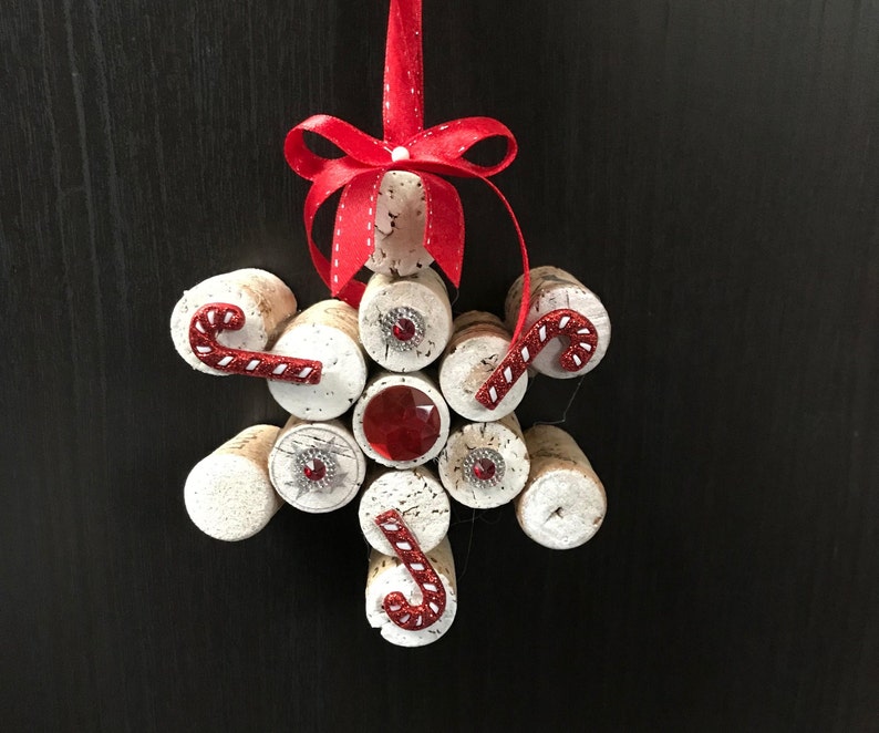 Cork Candy Cane Snowflakes -set of 3 (red & White Candy Cane) - Etsy