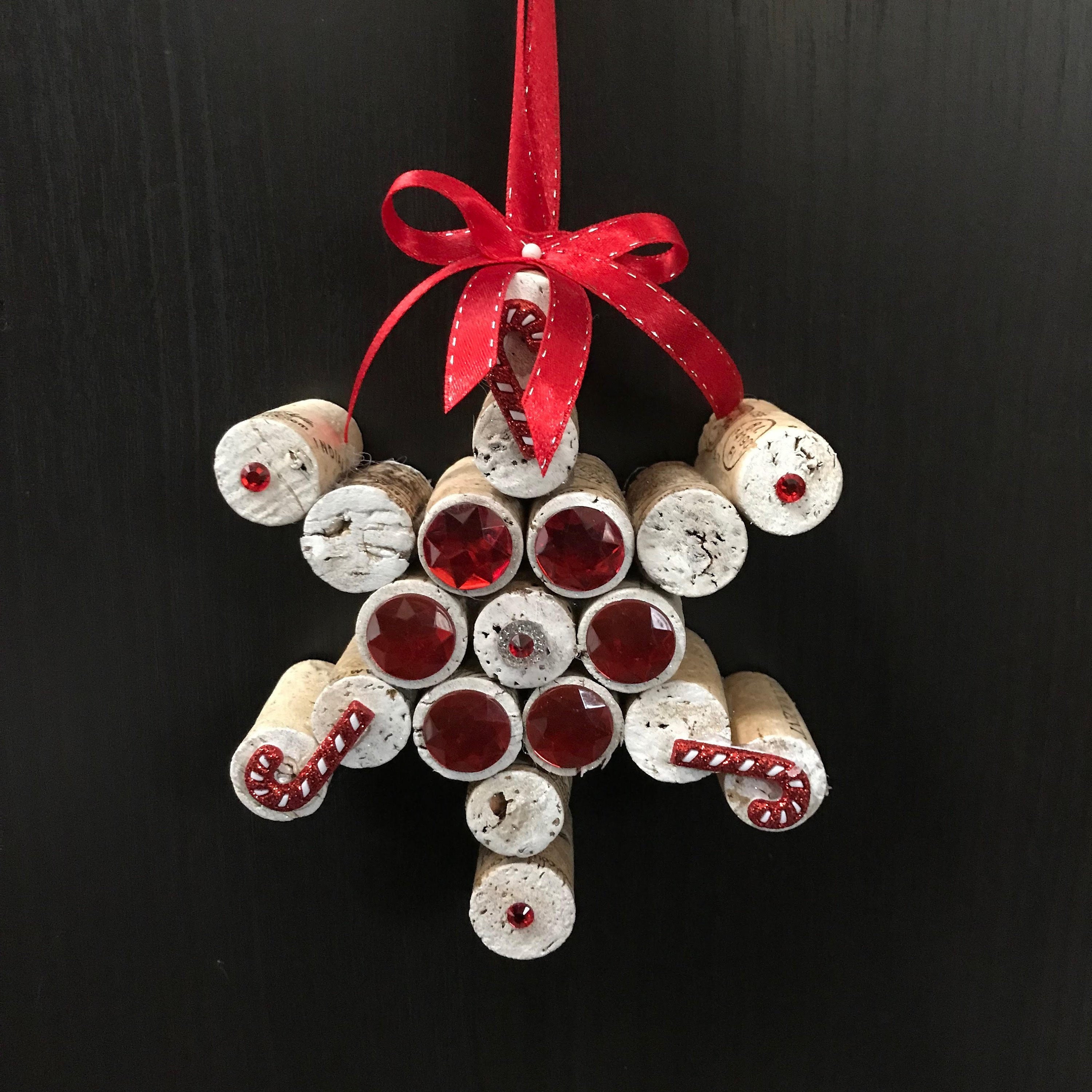 Cork Candy Cane Snowflakes -set of 3 (red & White Candy Cane) - Etsy