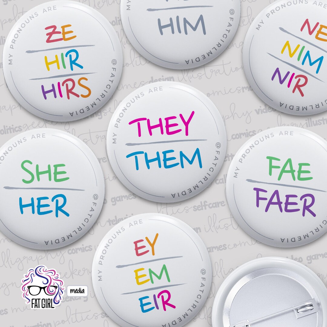 Handwriting Pronoun Buttons Customizable Pronoun Pins - Etsy