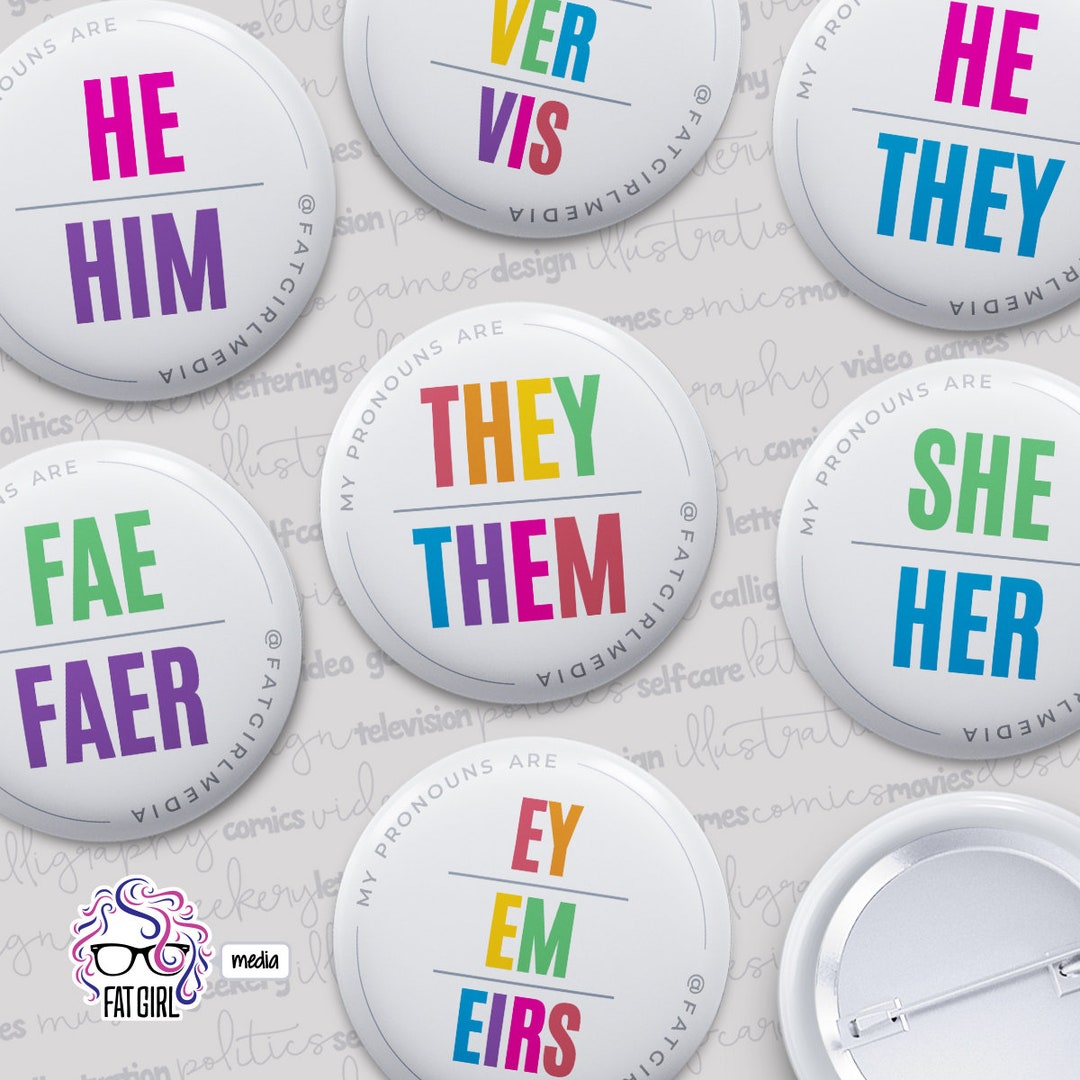 Loud Bold Pronoun Buttons Customizable Pronoun Pins Simple - Etsy