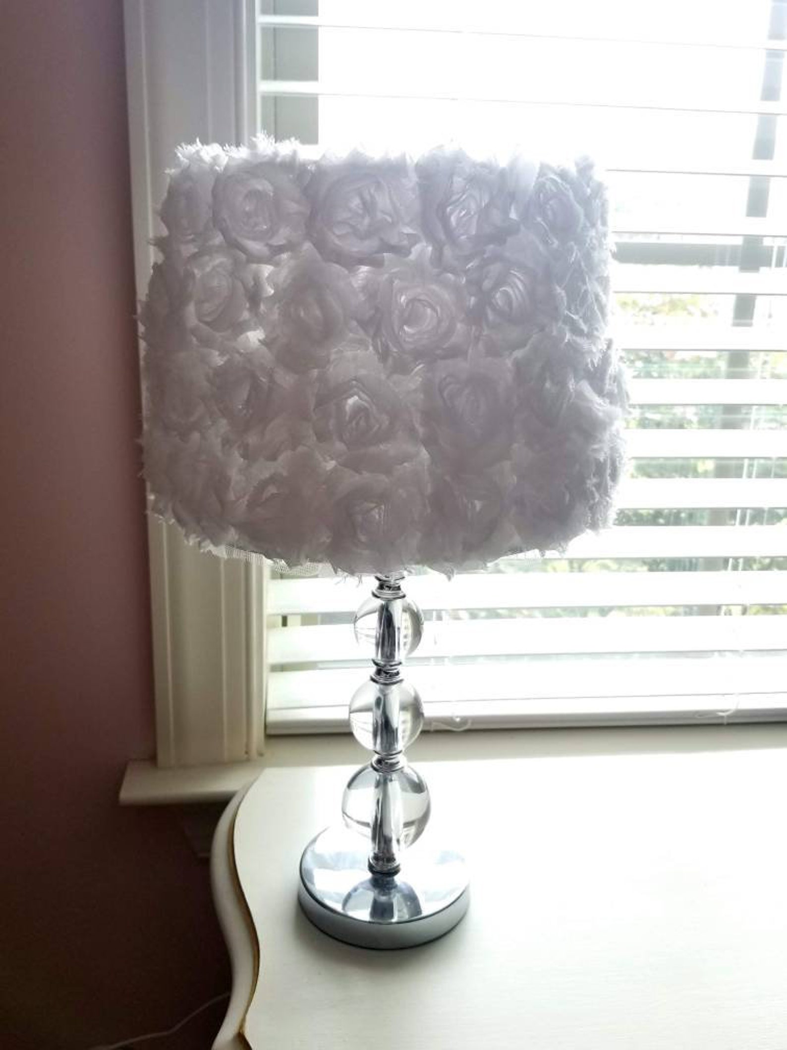 Vintage-like Fabric Rose Lamp Shade, Nursery Lamp Shade, Baby Girl Lamp ...