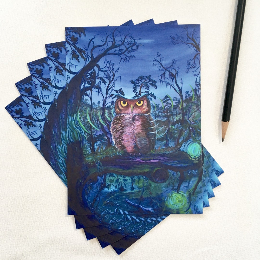 Owl Postcards / Owl Painting / Art Cards / Stationary Set / Original ...