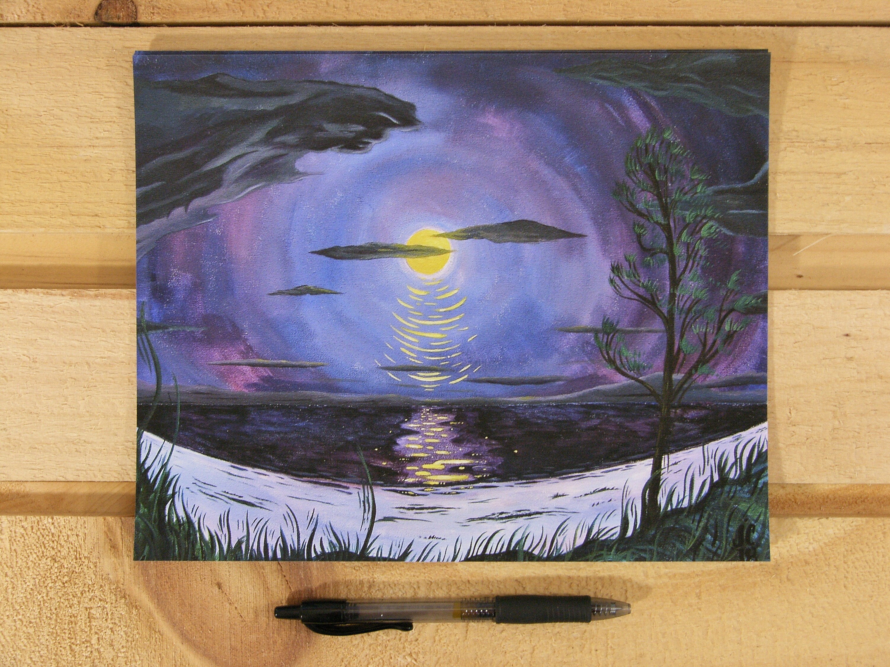 Moonrise Art Print // Full Moon Painting // Moon Art // Lunar ...