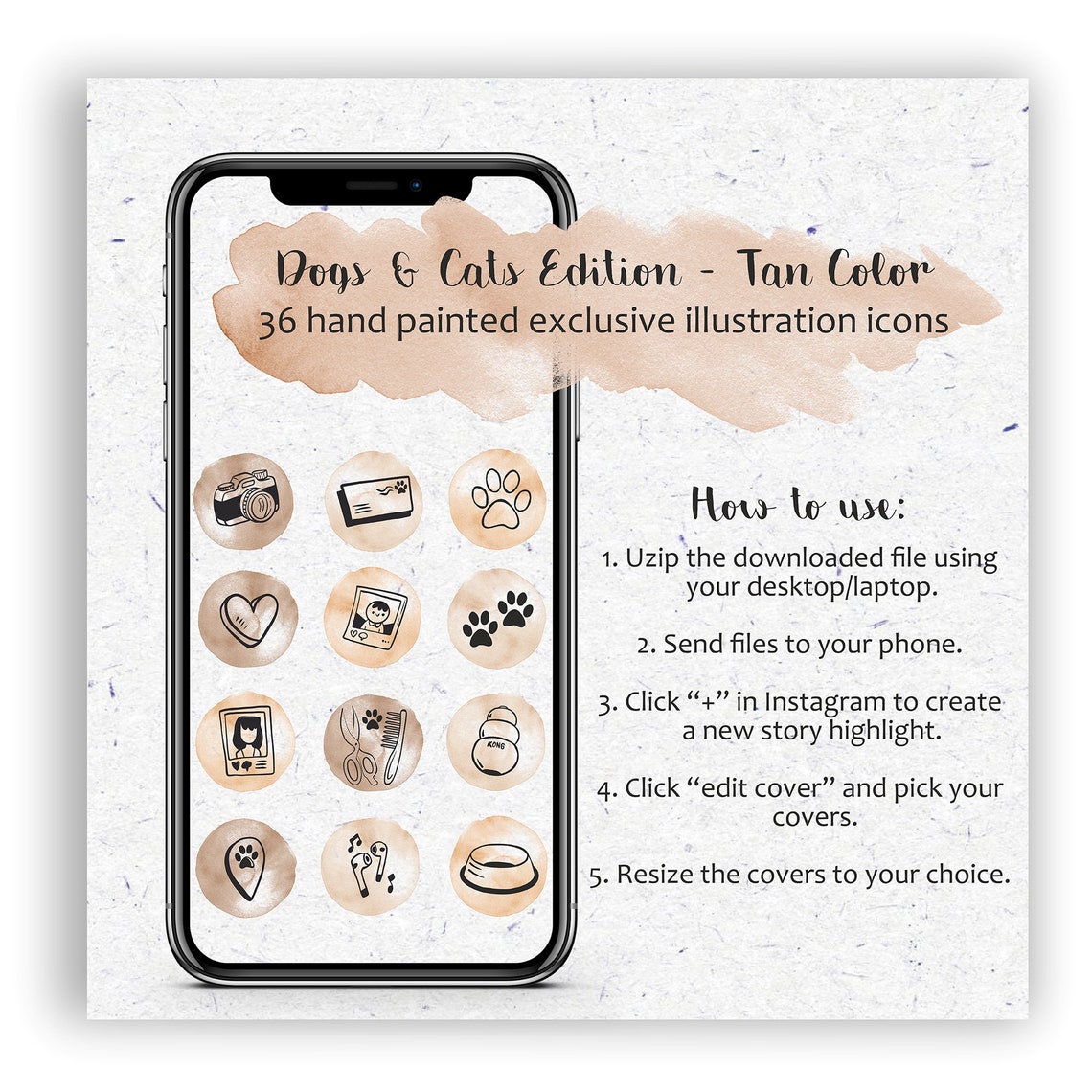 36 Set Dog Instagram Highlight Icons Unique Watercolor Dog - Etsy