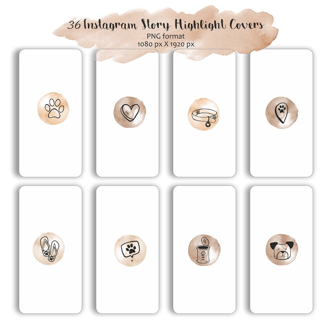 36 Set Dog Instagram Highlight Icons Unique Watercolor Dog - Etsy