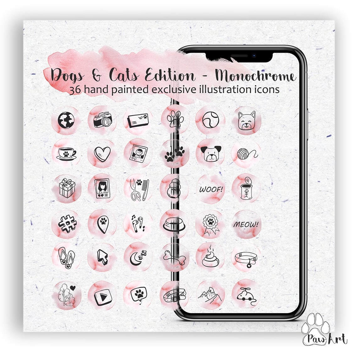 36 Set Dog Instagram Highlight Icons Unique Watercolor Dog | Etsy