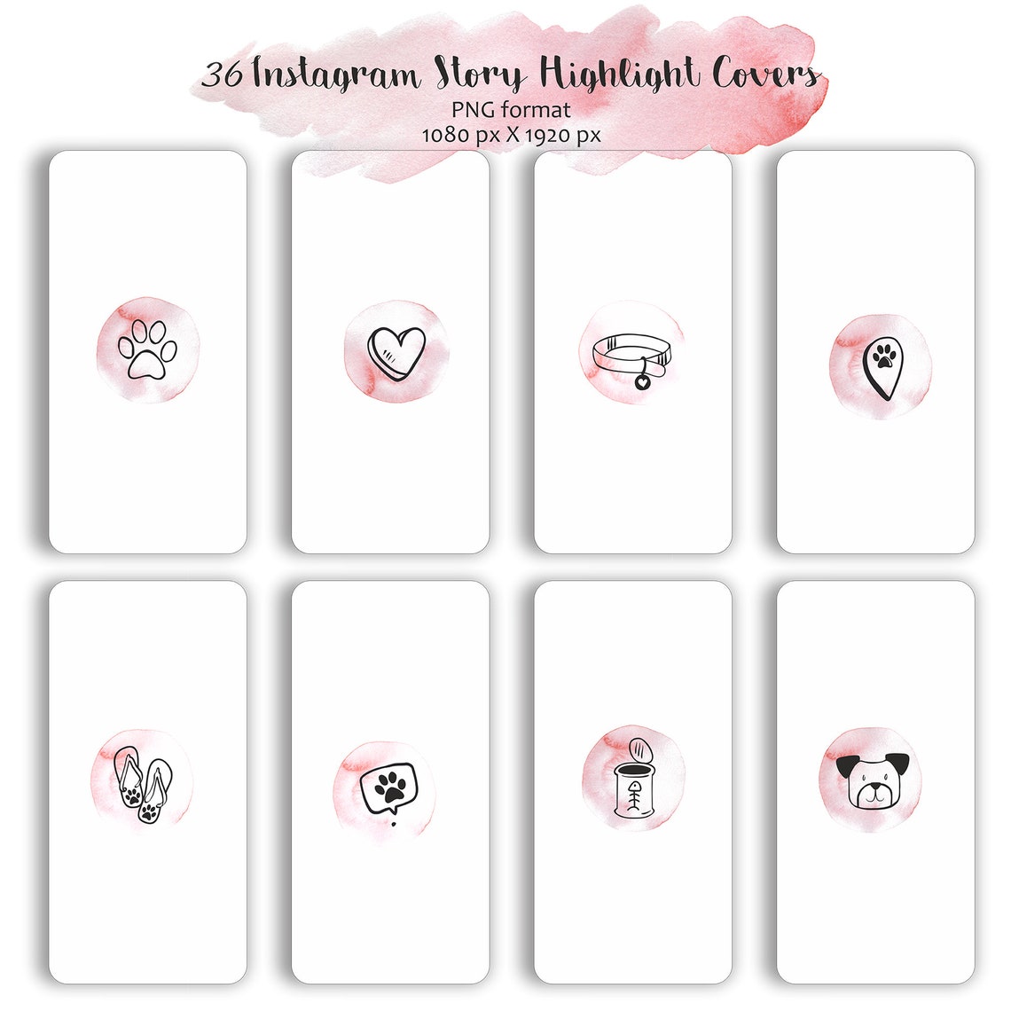 36 Set Dog Instagram Highlight Icons Unique Watercolor Dog | Etsy