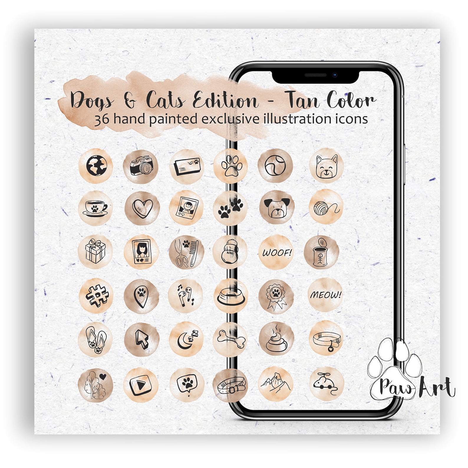 36 Set Dog Instagram Highlight Icons Unique Watercolor Dog - Etsy