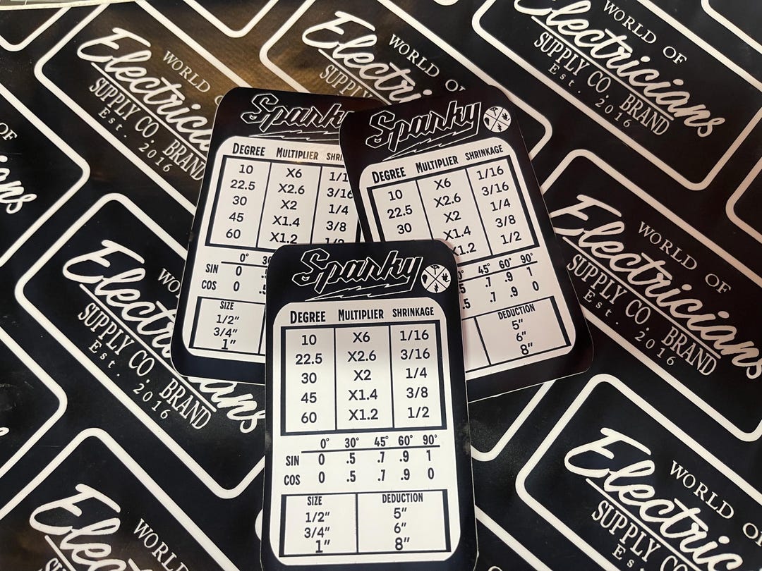 Sparky Conduit Bender Sticker Chart - Etsy