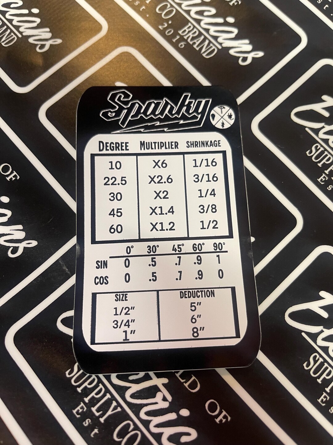 Sparky Conduit Bender Sticker Chart - Etsy