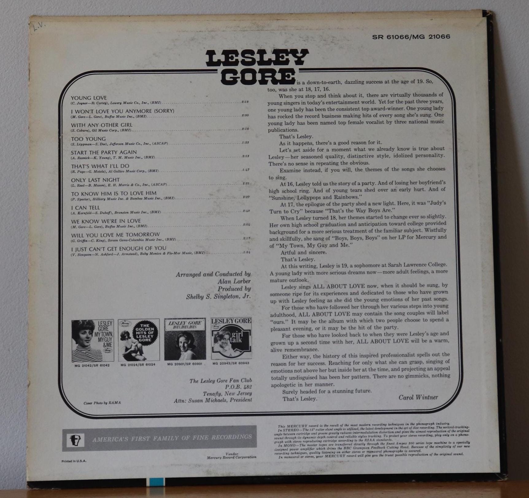Lesley Gore - All About Love LP - 1966 Vintage Vinyl Record - Etsy