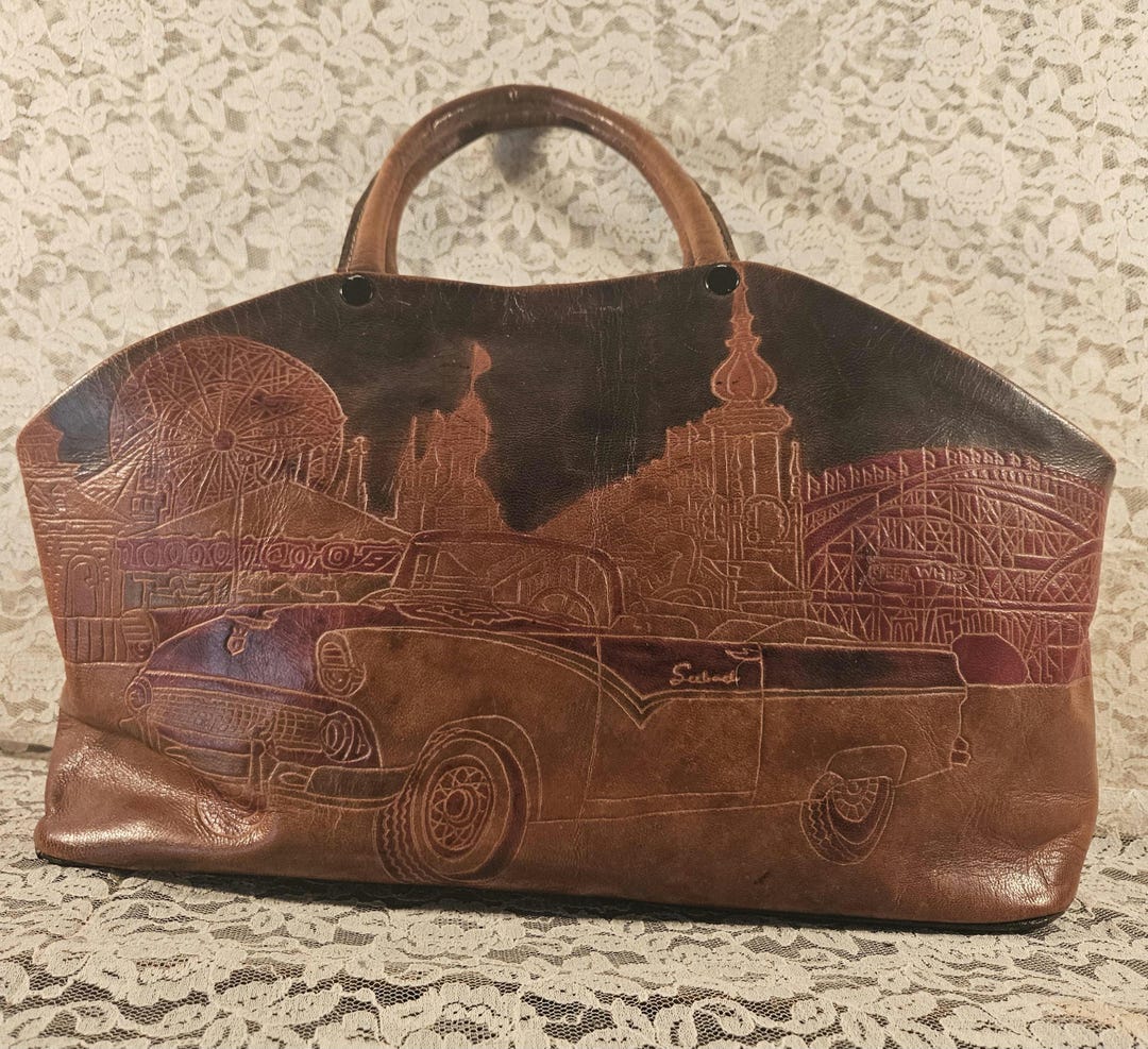 Retro Leather Purse, Casual Purse, Boho Hippie Purse, Classic Car, Fun ...