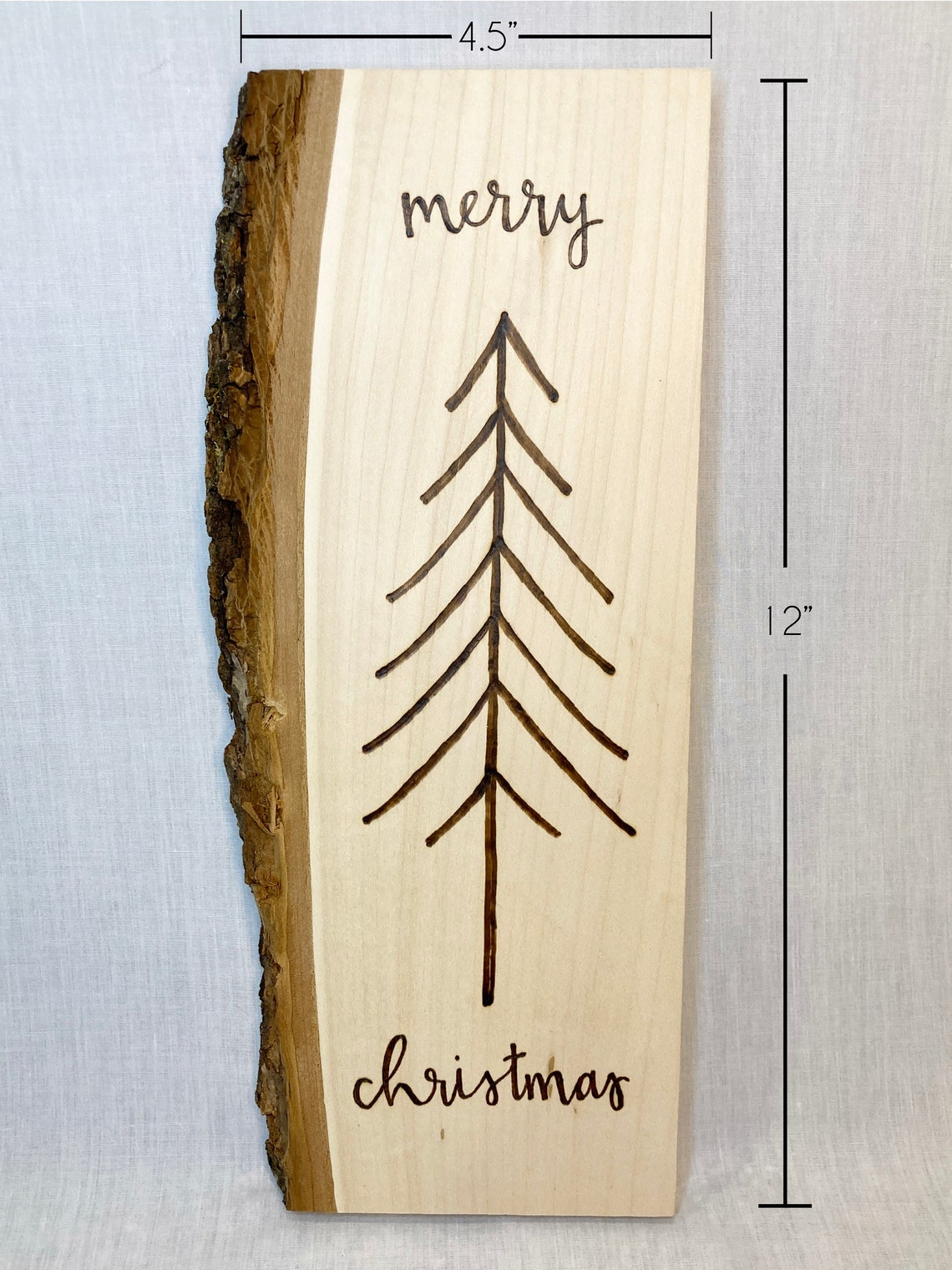 Wood Burned Merry Christmas Tree Sign - Etsy