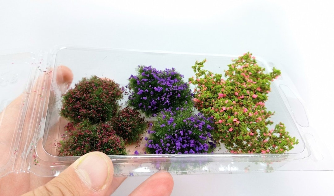 Bushes Mix Pack 001 With Colorful Flowers Diorama, Scale Models, Model ...